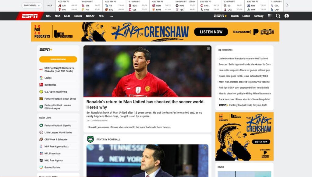 ESPN Desktop Version UX Research